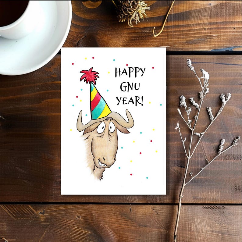 Funny New Years Card - Happy Gnu Year! - Etsy