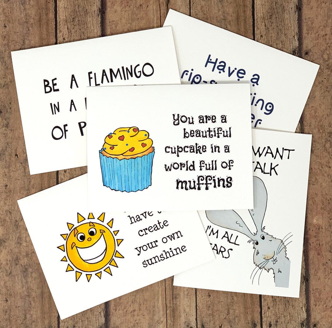 Funny Notecard Set, 5 Cards - Etsy