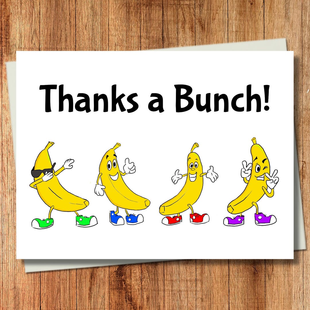 Funny Banana Thank You Card - Thanks a Bunch! - Etsy