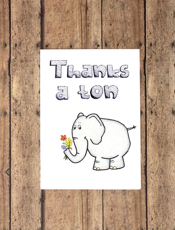 Funny Thank You Card Thanks a Ton - Etsy