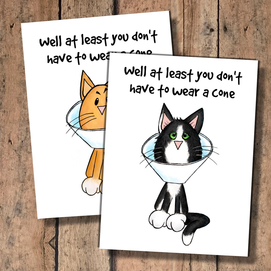 Funny Cat Get Well Card at Least You Don't Have to Wear a Cone - Etsy