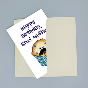 Funny Birthday Card for Him - Happy Birthday Stud Muffin! - Etsy