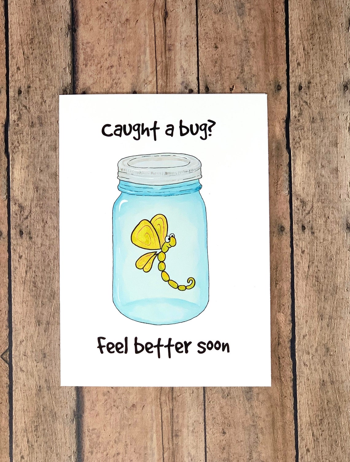 Caught a Bug Funny Get Well Card - Etsy