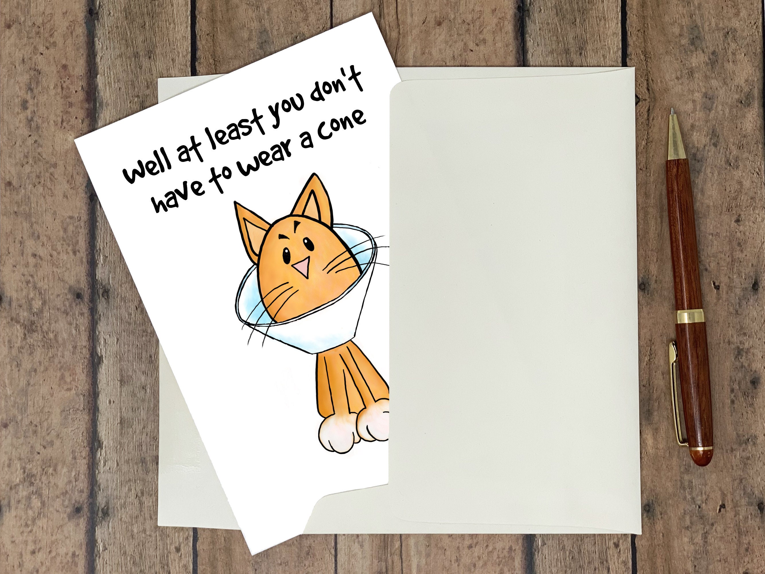 Funny Cat Get Well Card at Least You Don't Have to Wear - Etsy