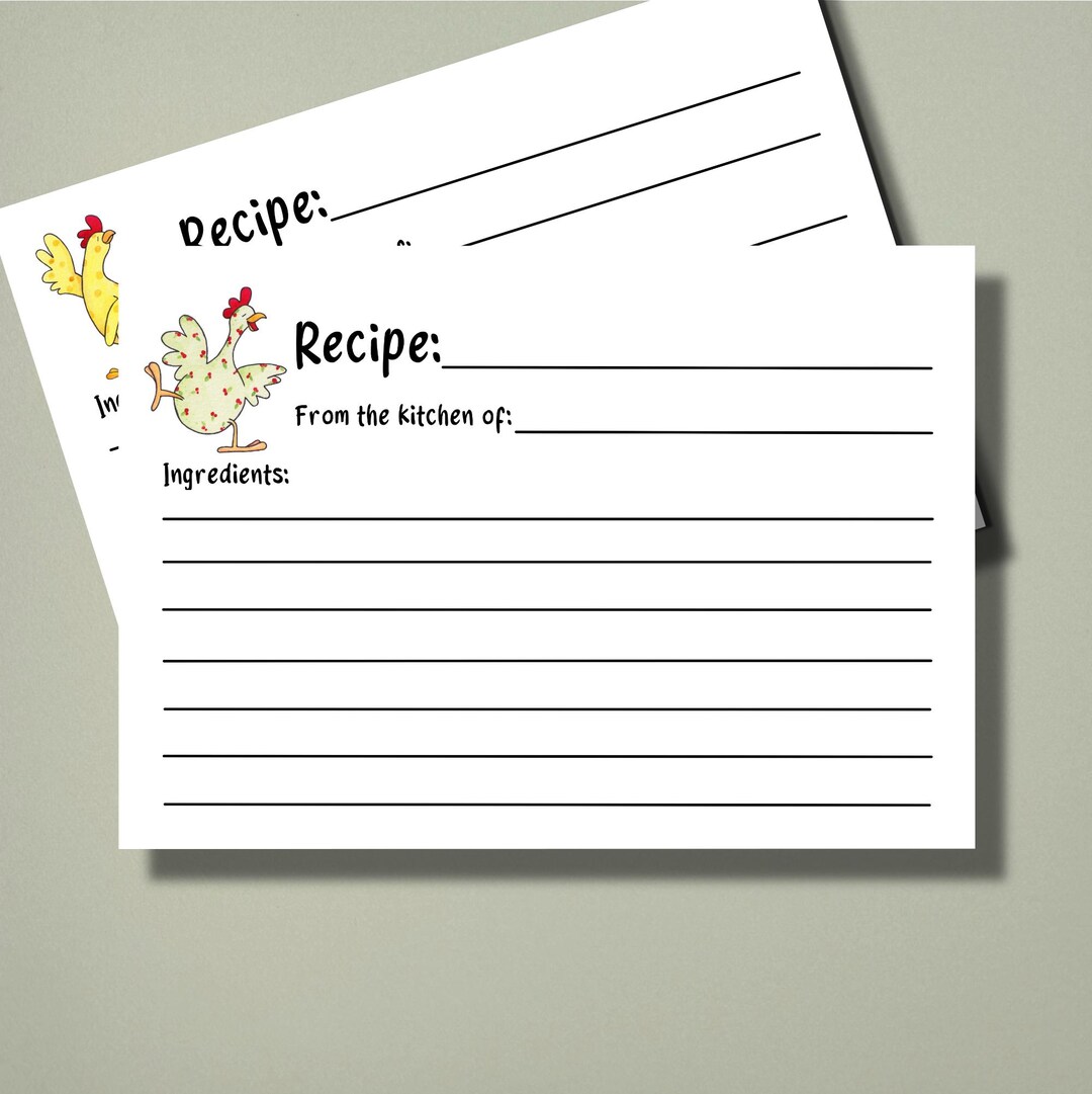 2 Sided Country Chicken Recipe Cards - Set of 10 - Etsy
