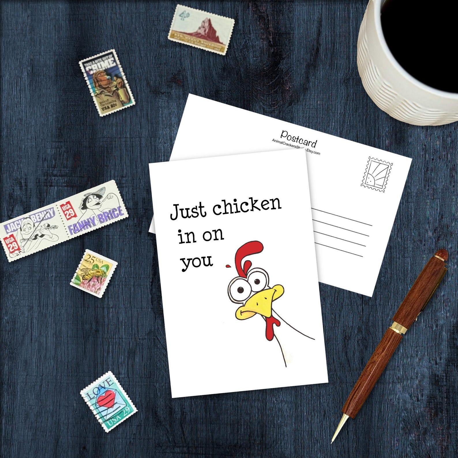 Funny Chicken Postcard - Just Chicken in on You! - Etsy