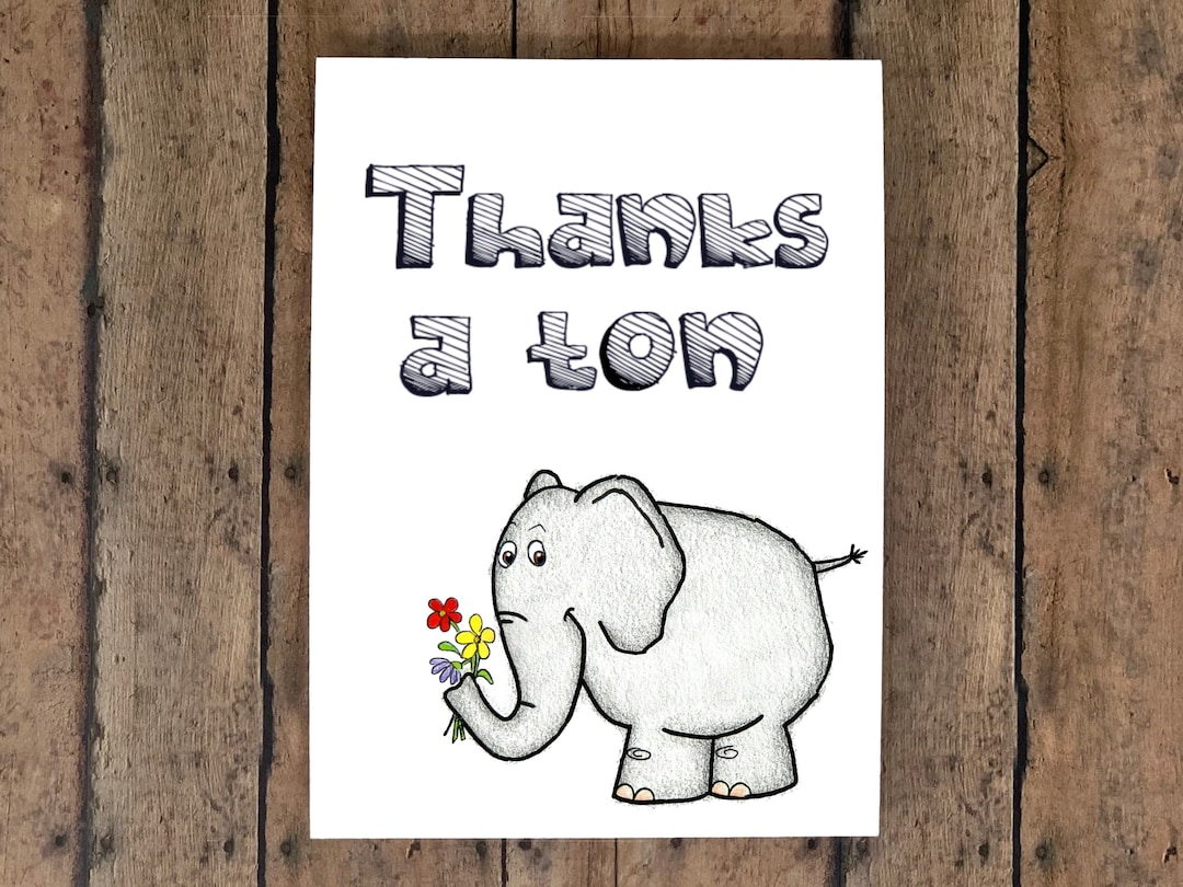 Funny Thank You Card Thanks a Ton - Etsy