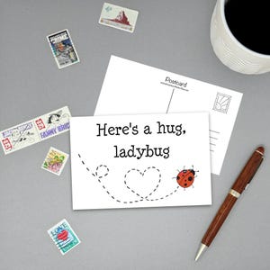 Funny Ladybug Postcard - Here's a Hug, Ladybug! - Etsy