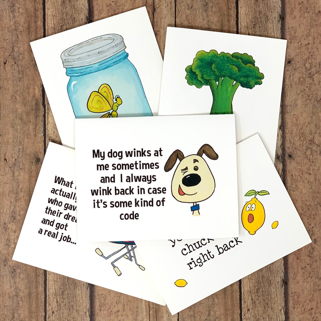 Funny Notecard Set, 5 Cards - Etsy
