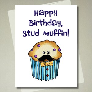 Funny Birthday Card for Him - Happy Birthday Stud Muffin! - Etsy