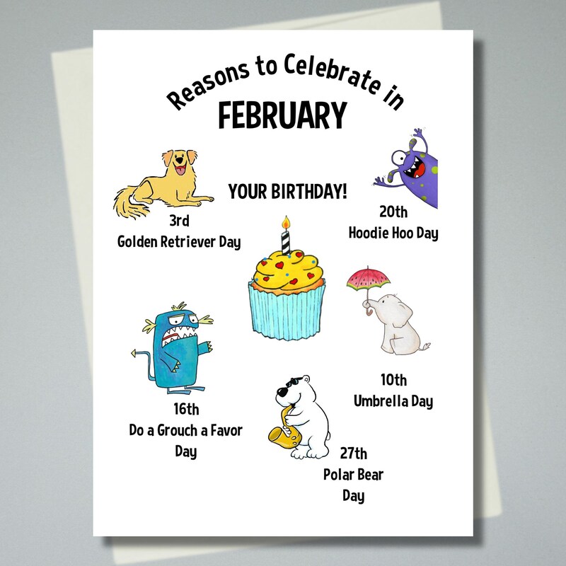 February Birthday Card - Etsy