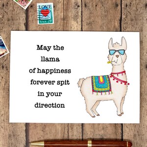 Funny Greeting Card Llama of Happiness - Etsy