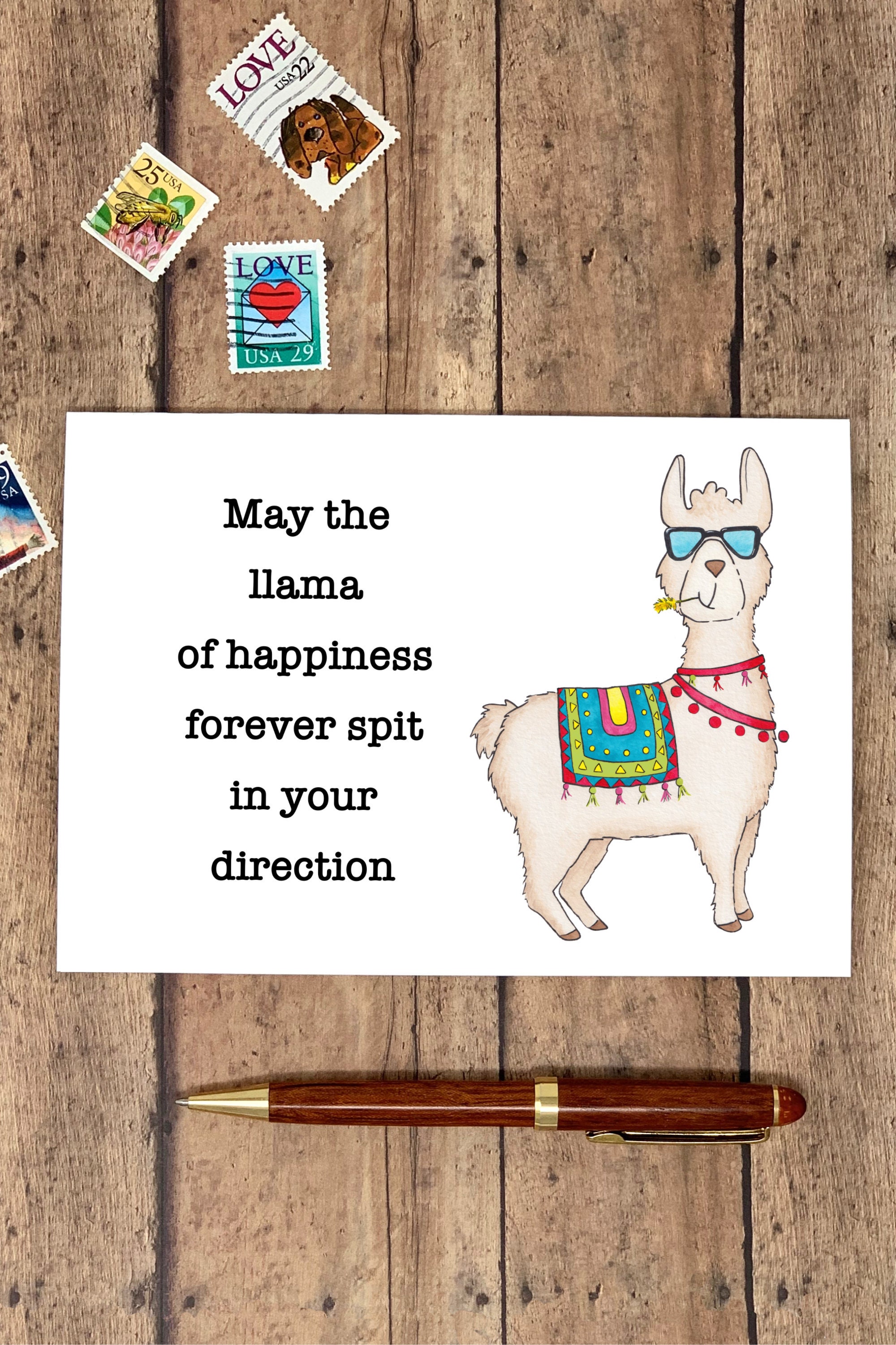 Funny Greeting Card Llama of Happiness - Etsy