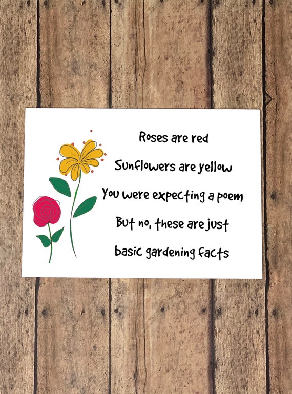 Funny Greeting Card Roses Are Red Sunflowers Are Yellow... | Etsy