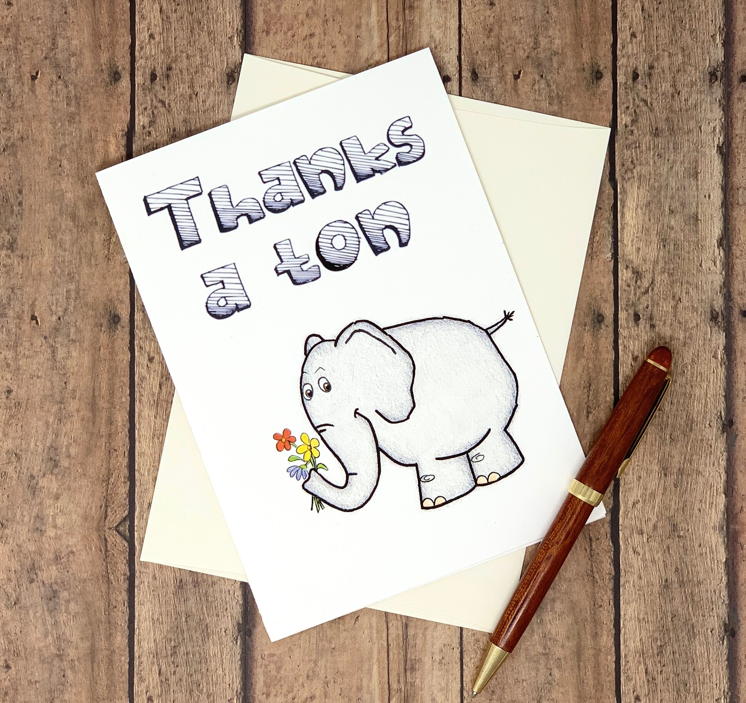 Funny Thank You Card Thanks a Ton - Etsy