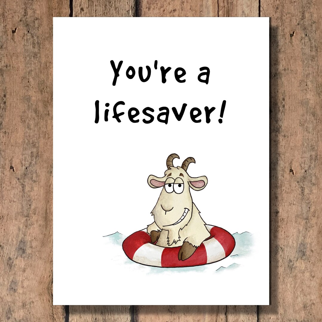 Funny Thank You Card You're a Lifesaver - Etsy