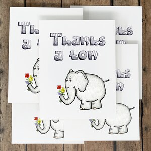 Funny Thank You Card Thanks a Ton - Etsy