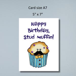 Funny Birthday Card for Him - Happy Birthday Stud Muffin! - Etsy