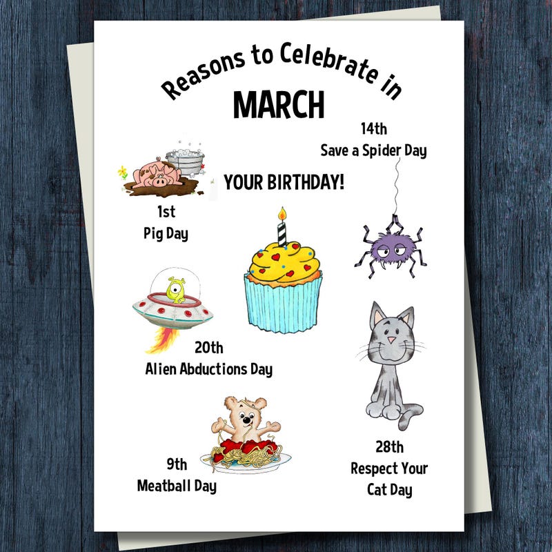 Funny March Birthday Card - Etsy