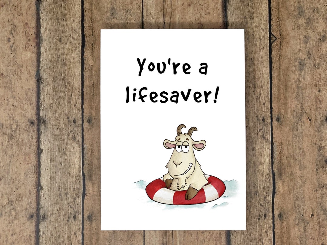 Funny Thank You Card You're a Lifesaver - Etsy