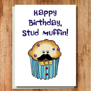 Funny Birthday Card for Him - Happy Birthday Stud Muffin! - Etsy