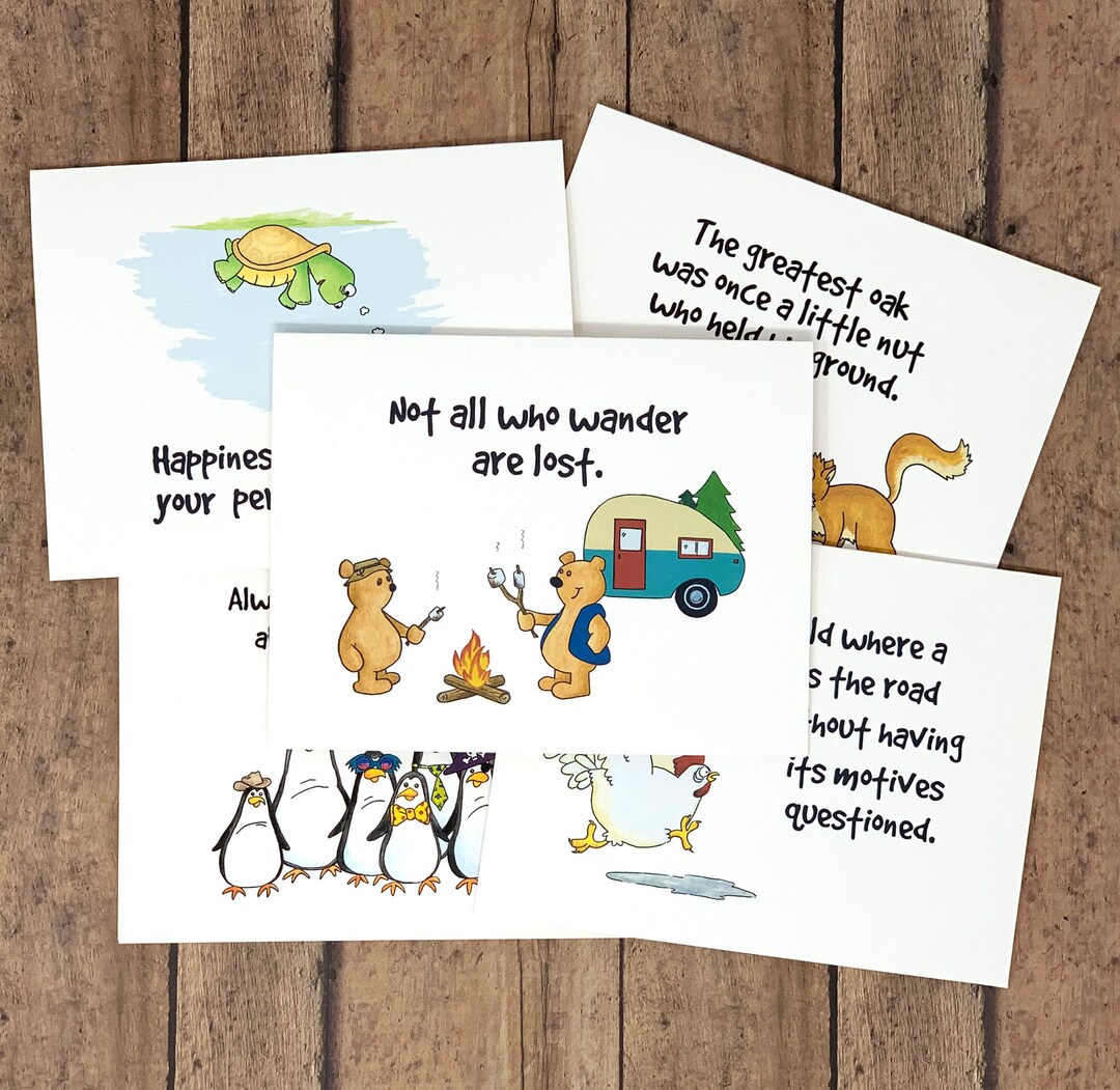 Funny Notecard Set, Five Cards - Etsy