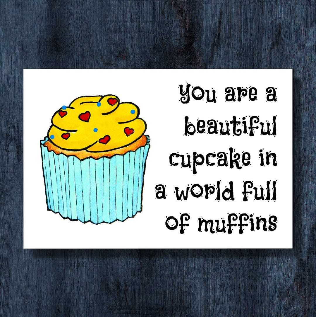 Funny Cupcake Postcard - Encouragement Card, Friendship Gift - Etsy