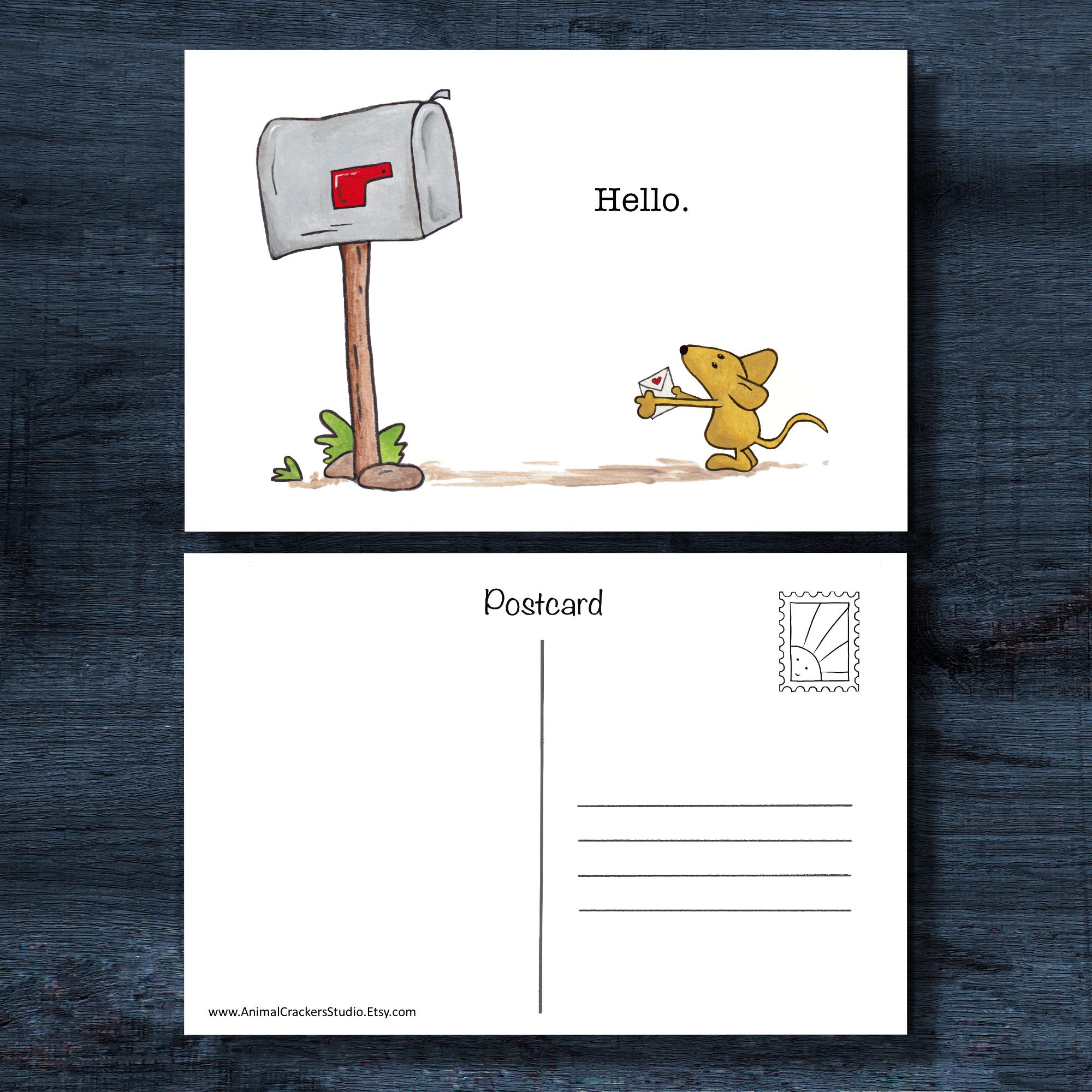 Funny Snail Mail Postcard - Hello! - Etsy