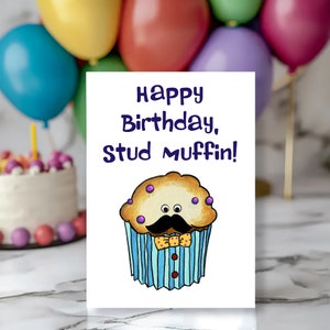 Funny Birthday Card for Him - Happy Birthday Stud Muffin! - Etsy