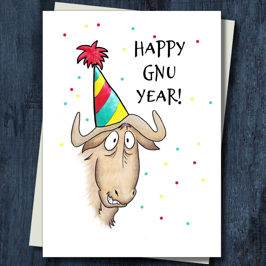 Funny New Years Card - Happy Gnu Year! - Etsy