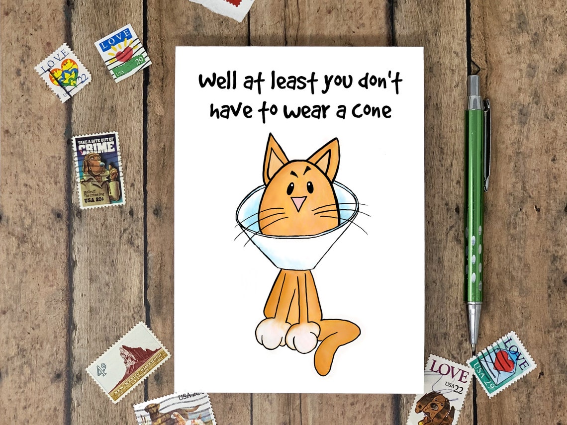Funny Cat Get Well Card at Least You Don't Have to Wear - Etsy