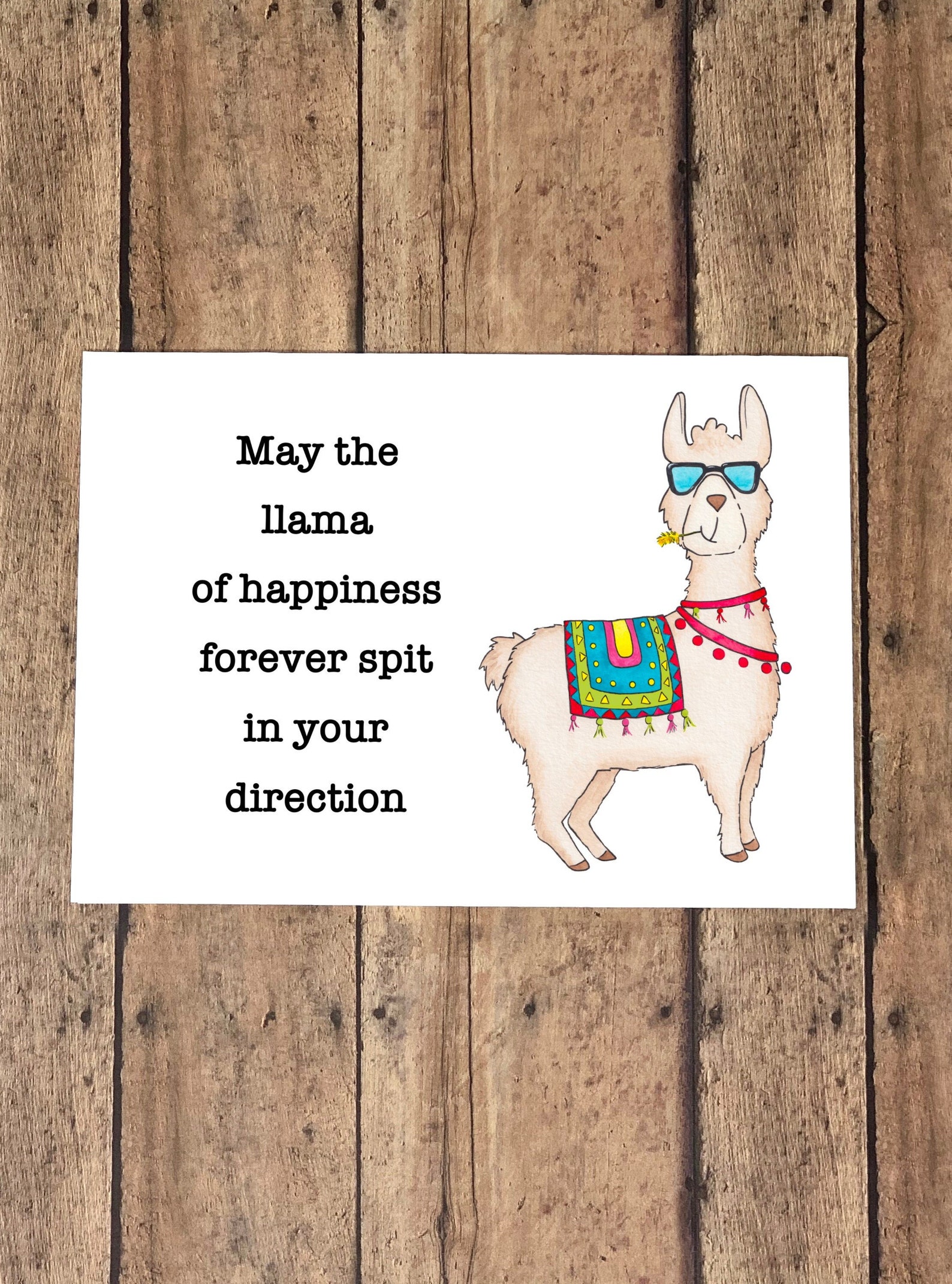 Funny Greeting Card Llama of Happiness - Etsy
