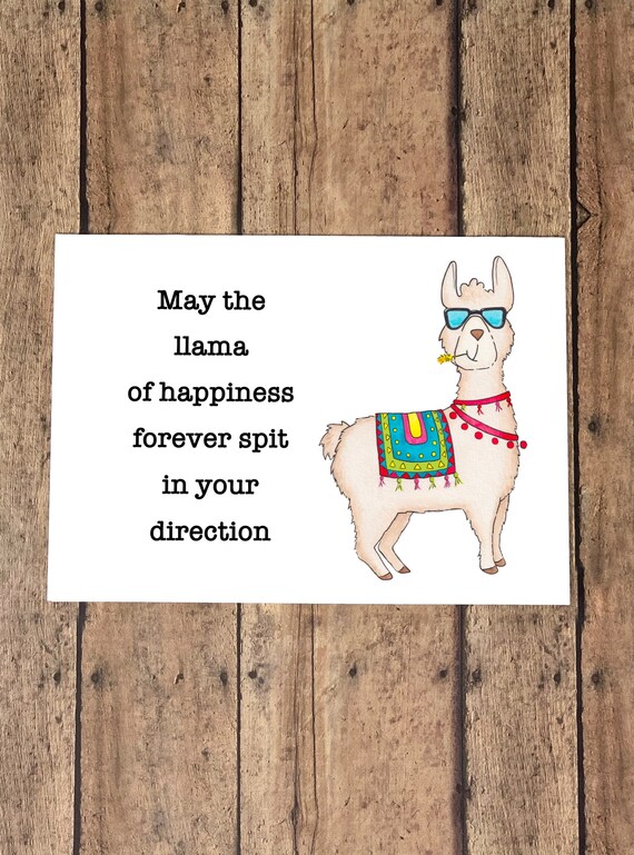 Funny Greeting Card Llama of Happiness - Etsy