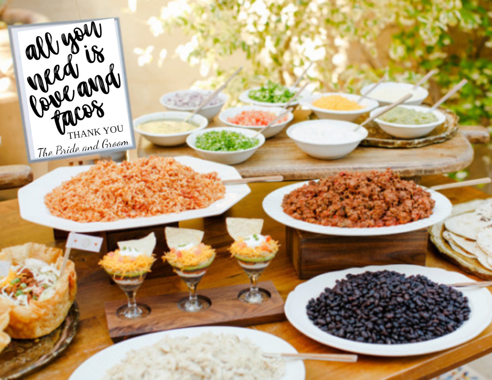 Taco Bar Wedding Anniversary Shower Sign Printable Minimalist - Etsy