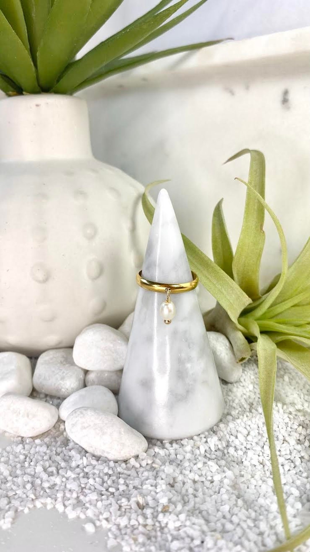 Freshwater Pearl Dangle Ring: 14k Gold-filled Adjustable Ring - Etsy