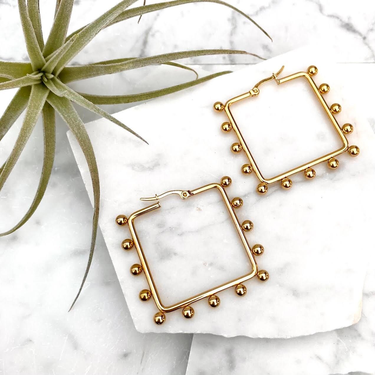 Square Hoop Earrings Hoop Earrings Square Earrings - Etsy