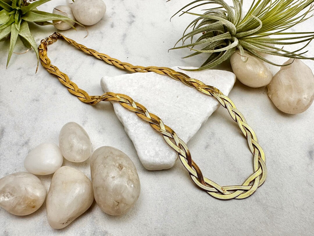 Braided Snake Chain Necklace, Waterproof Necklace, Gold Fill Necklace ...