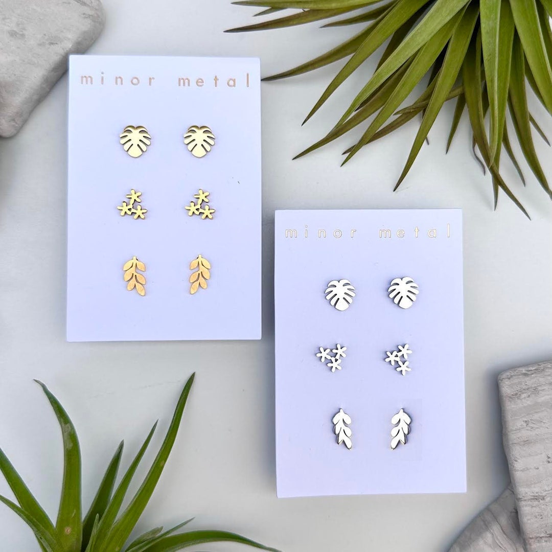 Plant Lover Gift, Plant Gifts, Plant Earrings, Stud Earring Set, Unique ...
