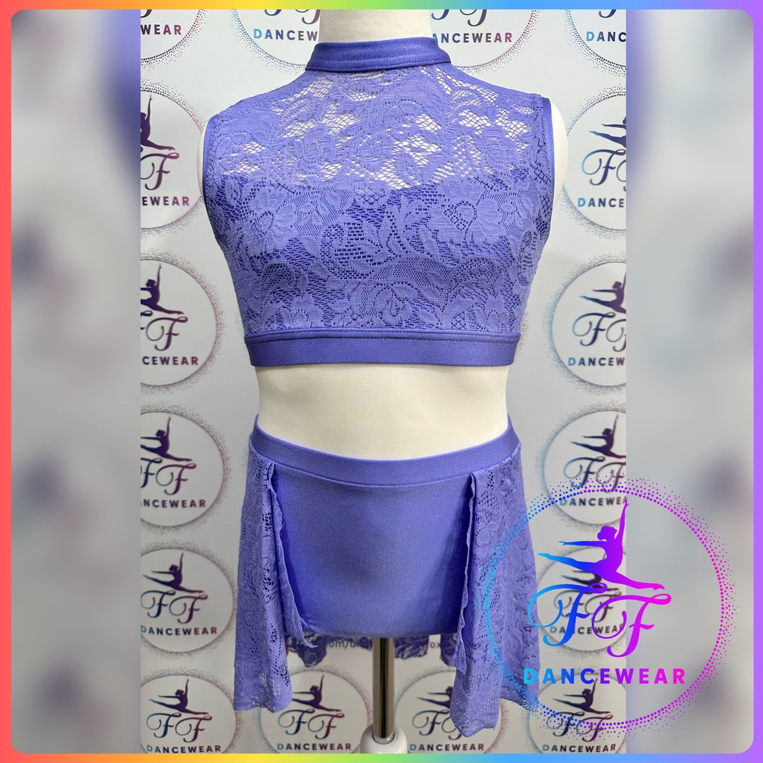 BESPOKE Lilac Lace Lyrical / Contemporary Dance Costume Crop Top Pants ...