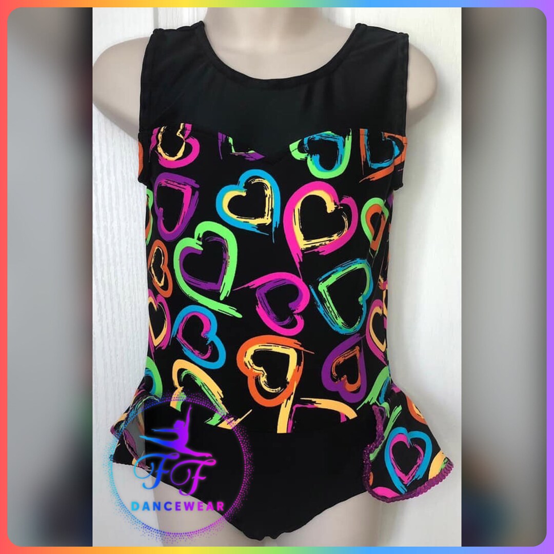 Neon Frills - Hearts or Spots Custom Made Modern / Tap Costume Leotard ...