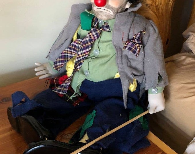 Vintage Porcelain Clyde the Hobo Clown Doll - Etsy