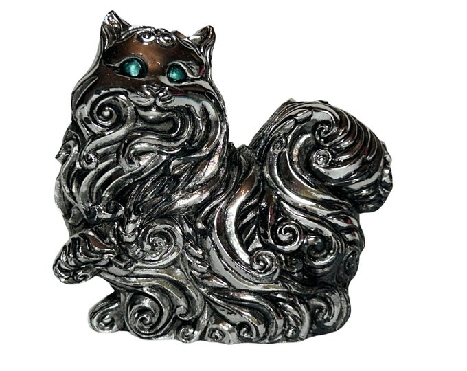 Rare ART NOVEAU METAL Cat "the Curio Cat Collection" by Franklin Mint ...