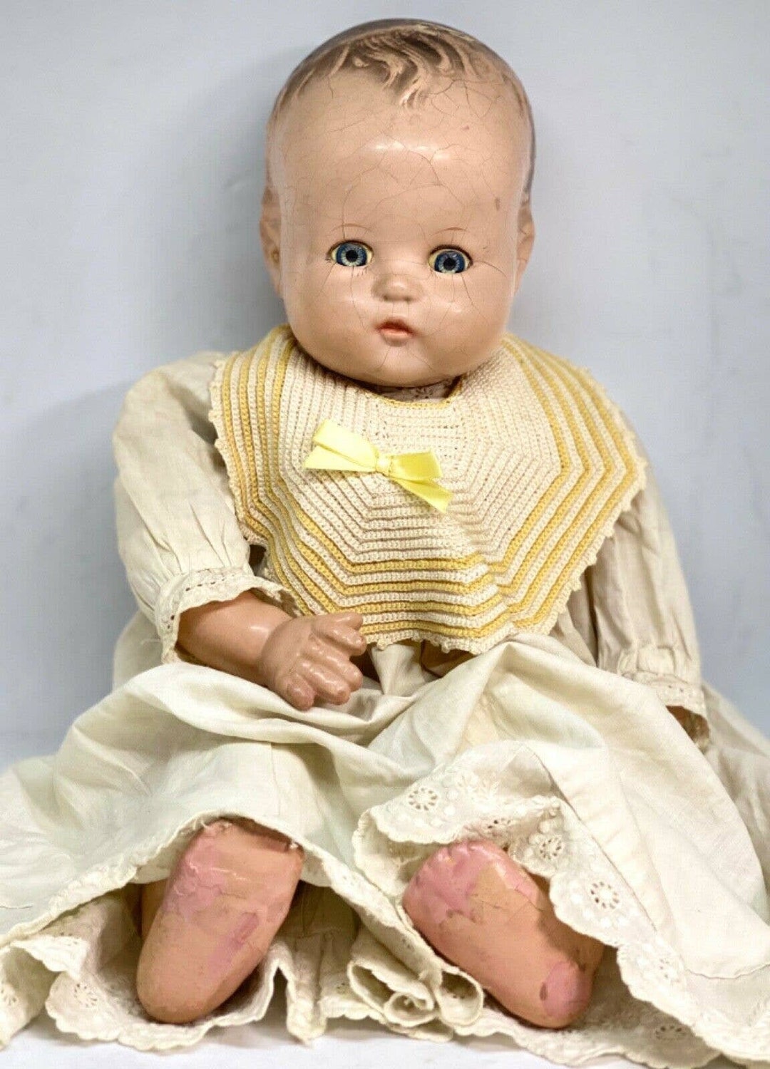Antique Composition Doll Blinking Eye Baby Girl Hand Assembled, Hand ...