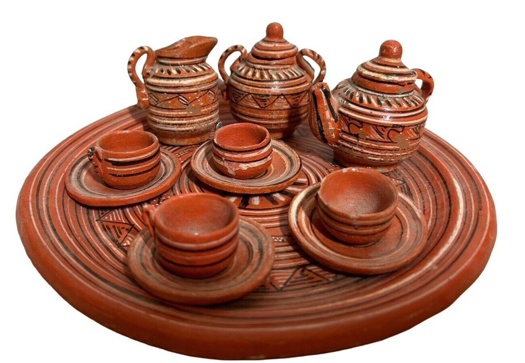 Antique Mexican Pottery Miniature Tea Set - Etsy