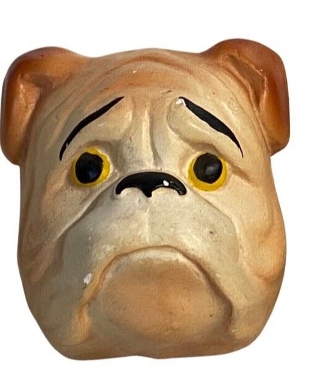 3” Chalkware English Bulldog Head Plaque 1940’s - Etsy
