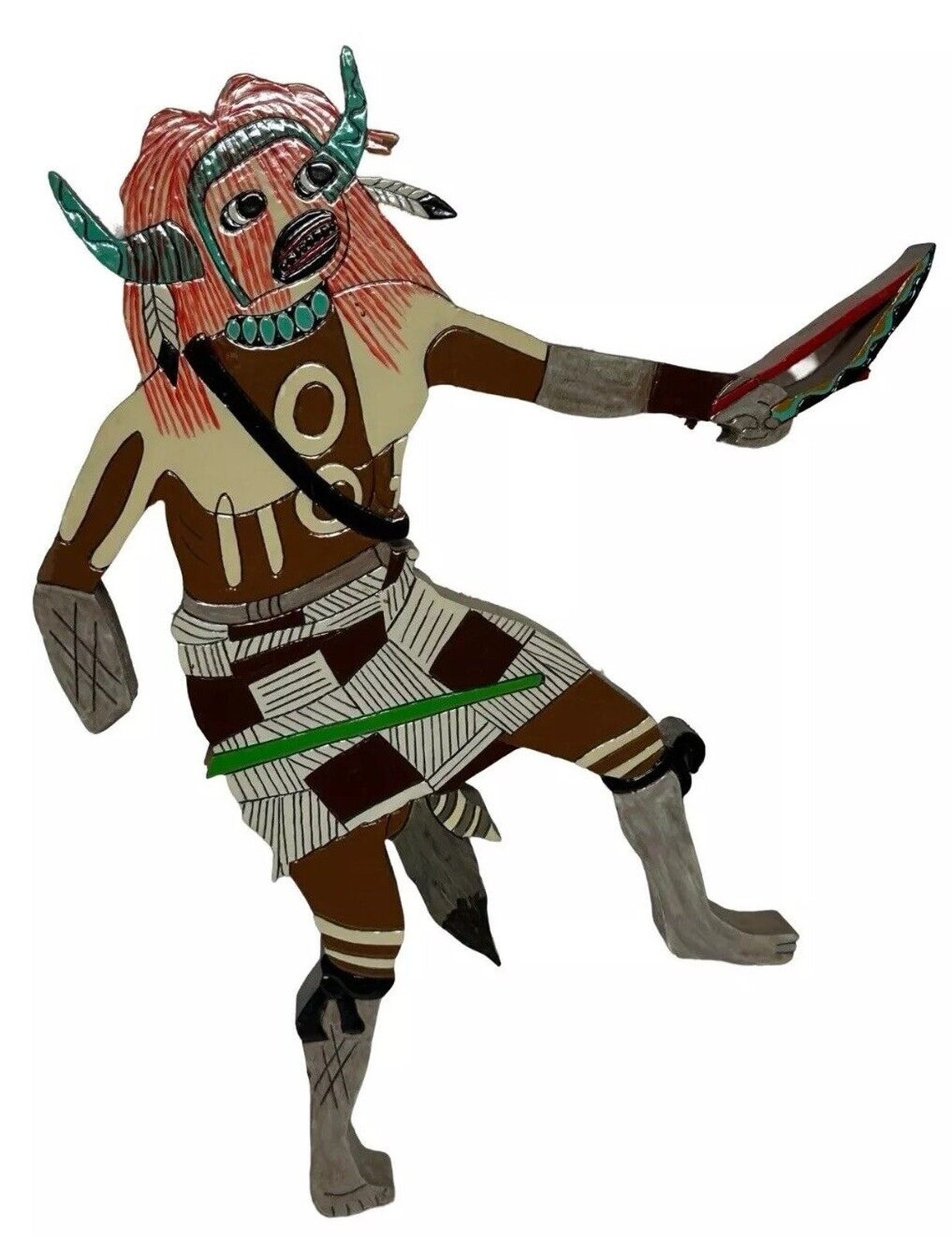 1996 Hand Carved, Embossed & Painted Hopi STONE EATING Kachina Style ...