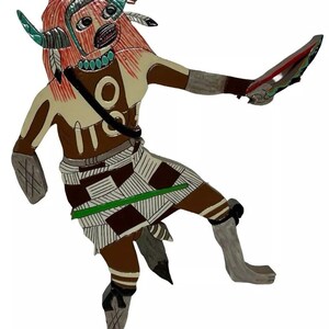 1996 Hand Carved, Embossed & Painted Hopi STONE EATING” Kachina Style ...