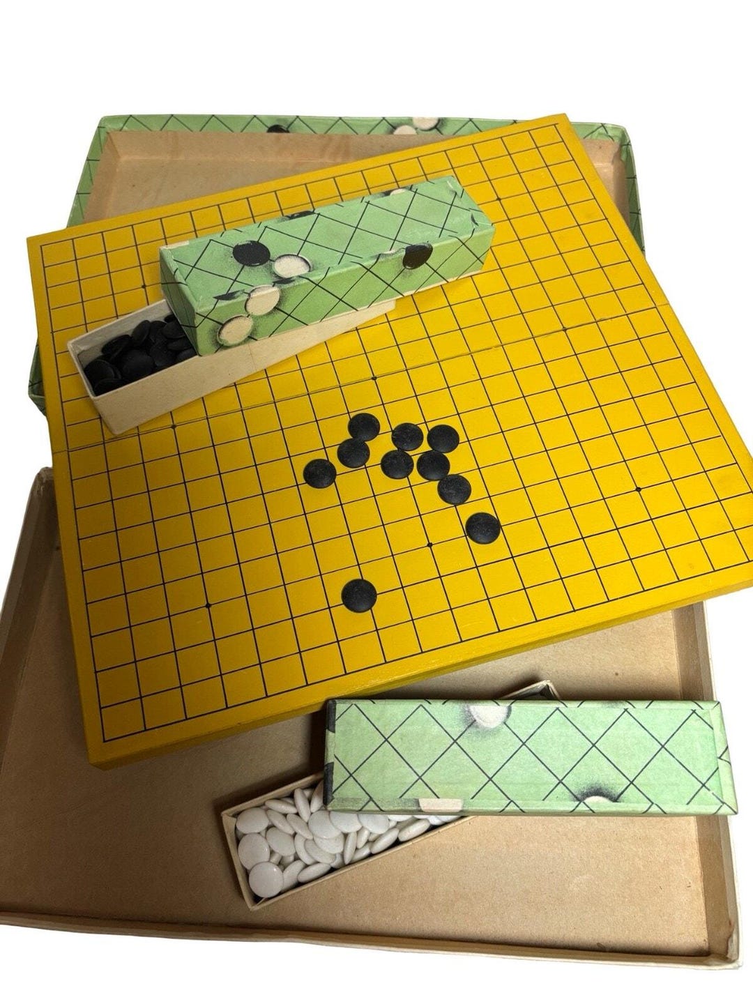 Vintage Chinese Go Chess Board Game Set Foldable Wooden Board in ...