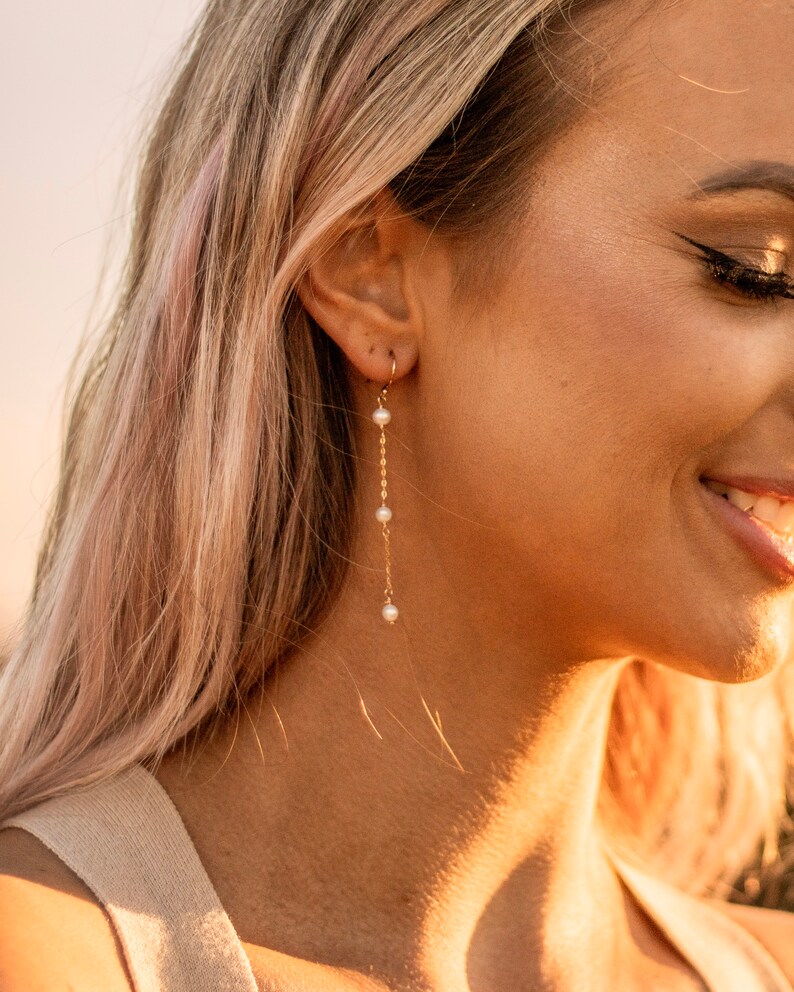 3 Pearl Drop Earring Pearl Dangle Earring Bridal Earrings - Etsy