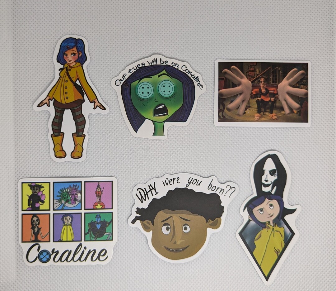 Coraline Set of 6 Stickers Variation #10 Wybie Beldam Other Mother Cat ...